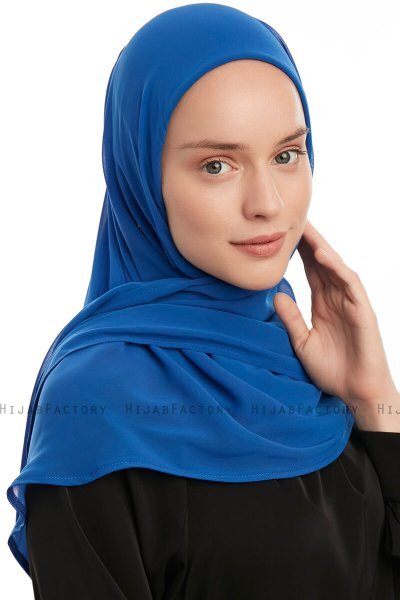 Eylem - Blue One Piece Chiffon Hijab - Hijab