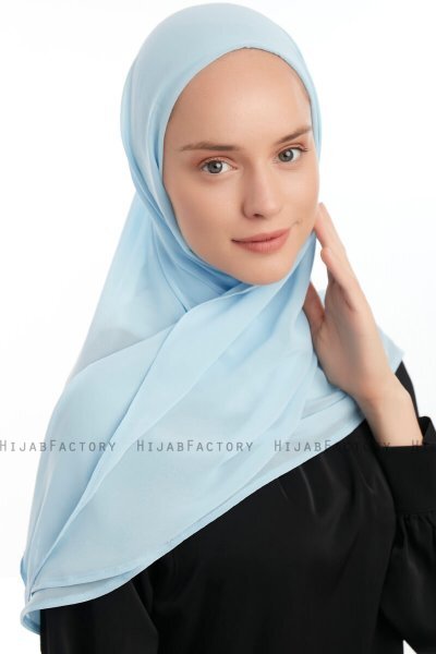 Eylem - Light Blue One Piece Chiffon Hijab - Hijab
