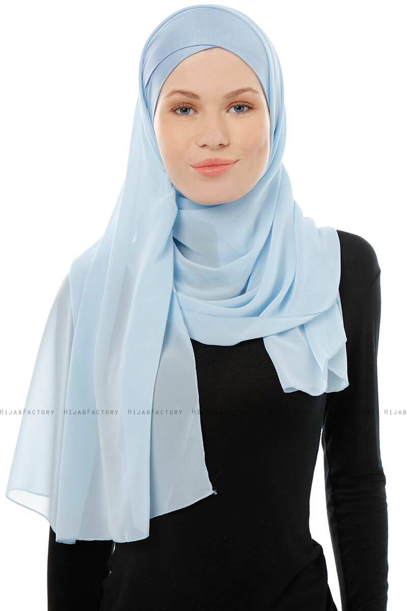 Alara Cross - Light Blue One Piece Chiffon Hijab