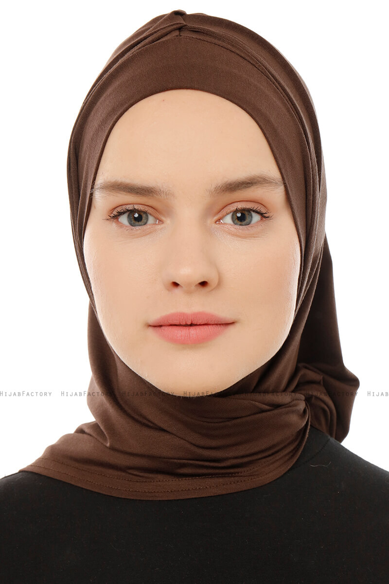 Isra Plain - Brown One-Piece Viskos Hijab - Hijab