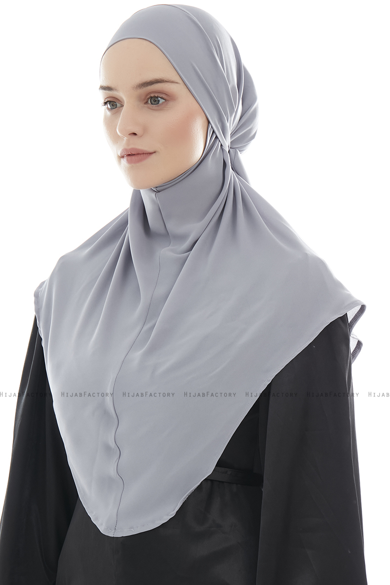Ebrar - Light Grey Crepe Chiffon Al Amira Hijab