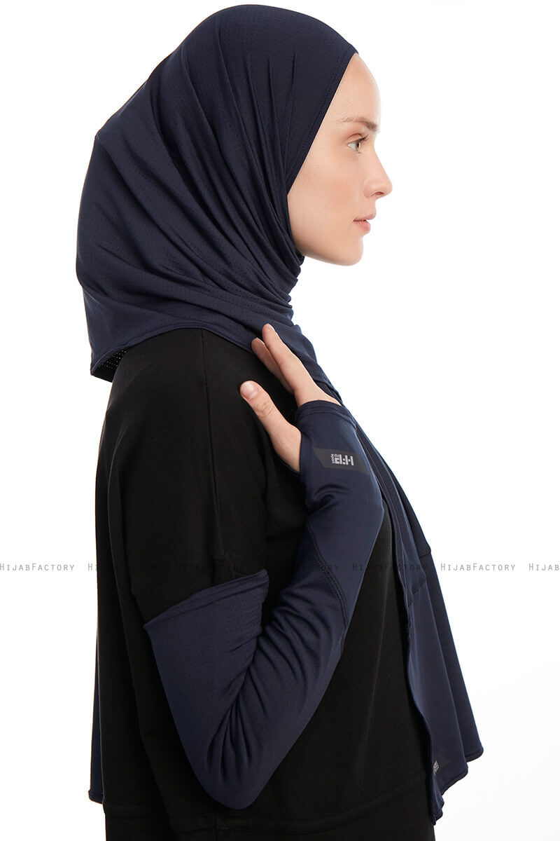 Azize - Navy Blue Pro Scarf Sport Hijab Set - Hijab