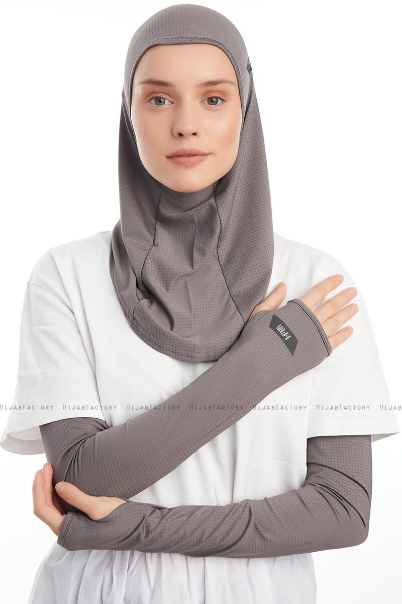 Bayda - Dark Grey Pro Sport Hijab Set - Hijab