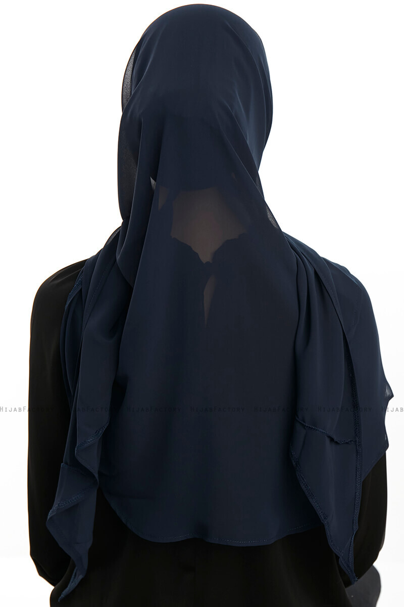Sahar - Navy Blue One Piece Chiffon Hijab - Hijab