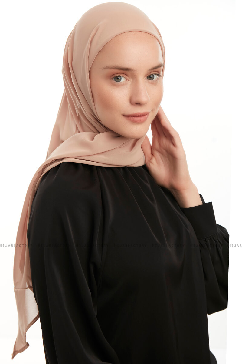 Sahar - Beige One Piece Chiffon Hijab - Hijab
