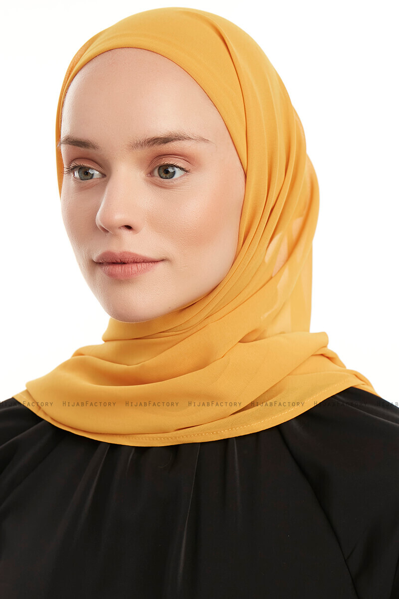 Sahar - Mustard One Piece Chiffon Hijab - Hijab