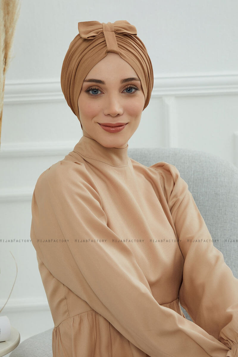 Agnes - Light Brown Cotton Turban - Hijab