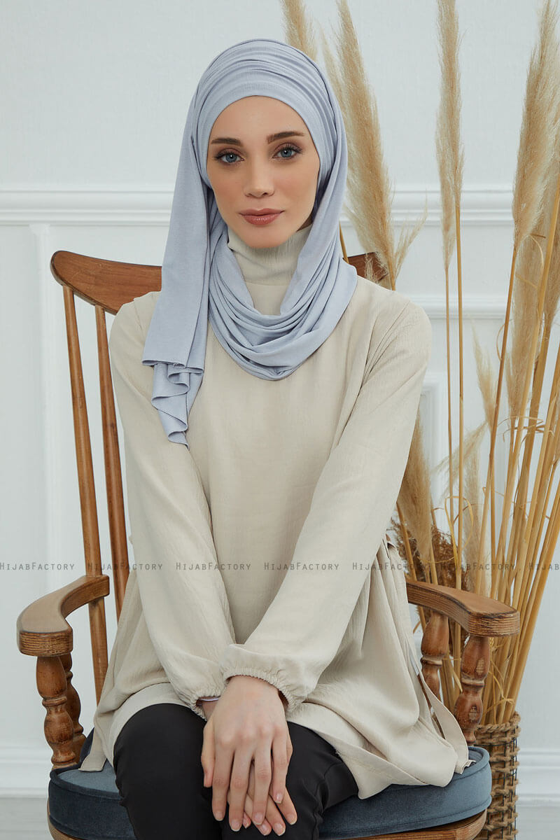 Rebecca - Light Grey Cotton Turban - Hijab