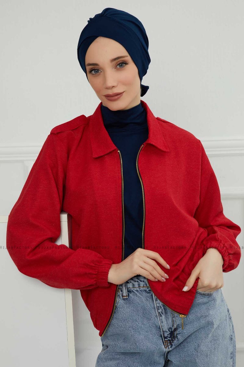 Ellie - Navy Blue Cotton Turban - Hijab & Shawls