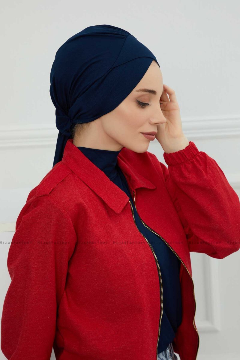 Ellie - Navy Blue Cotton Turban - Hijab
