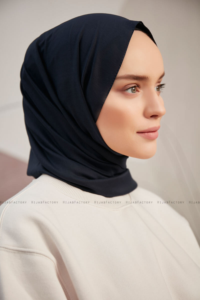 Silky Plain - Navy Blue Hijab - Hijab